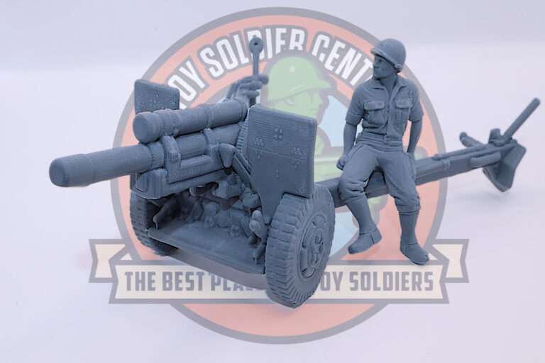 WW2 US Howitzer Cannon And Crew Toy Soldier Set