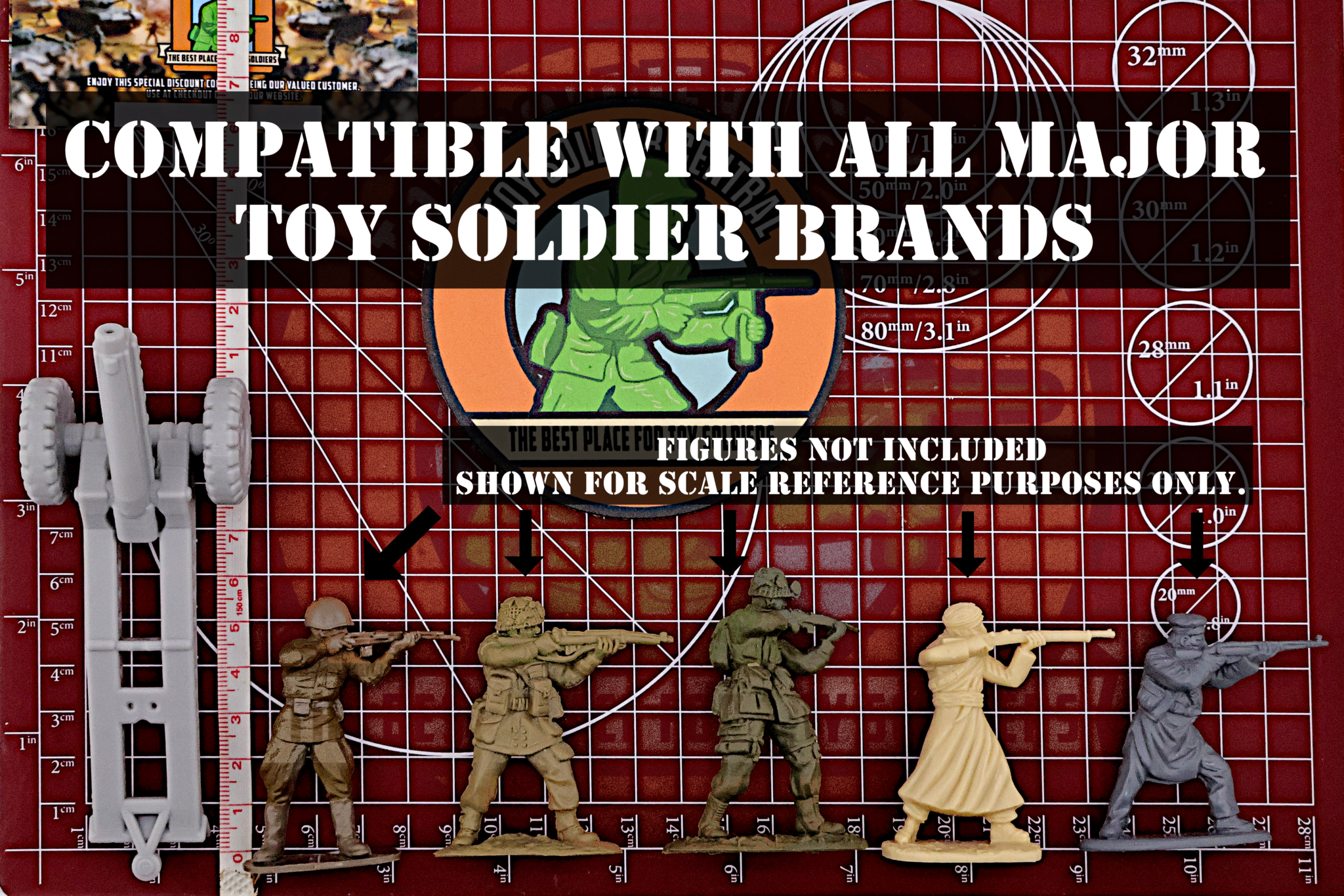 WW2 US M116 Howitzer Cannon And Crew Army Men Set